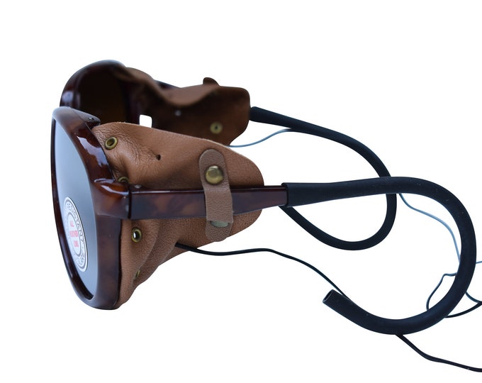 70’s Shield Aviator Sunglasses Tortoise Brown Nylon Frame With Mirrored ...