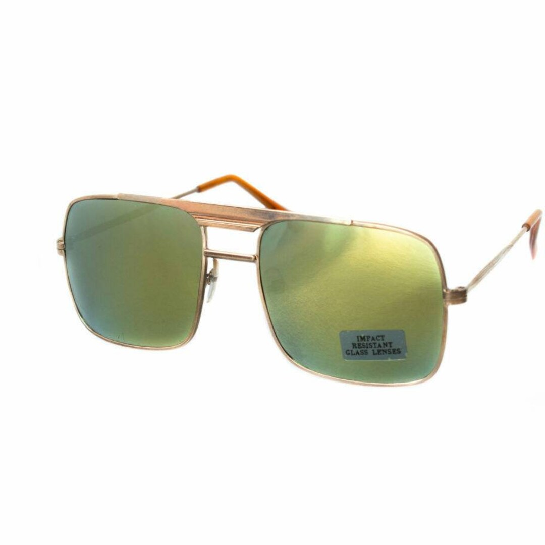 70s Large Square Gold Aviators With Green Mirrored Lenses - Etsy