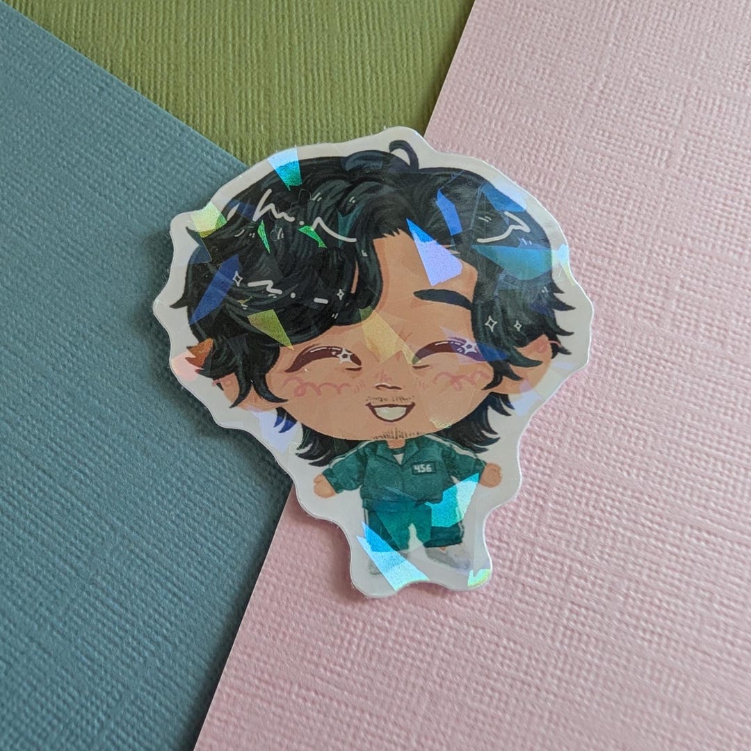 Seong Gi Hun Sticker - Squid Games Season 1 1.9 Inch Holographic Vinyl ...