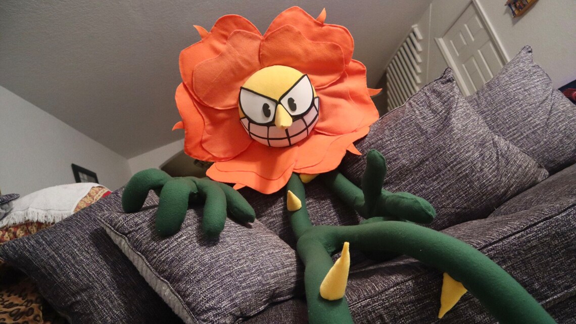 Cuphead Cagney Carnation HUGE Prop Cartoon Figure Statue Mugman ...
