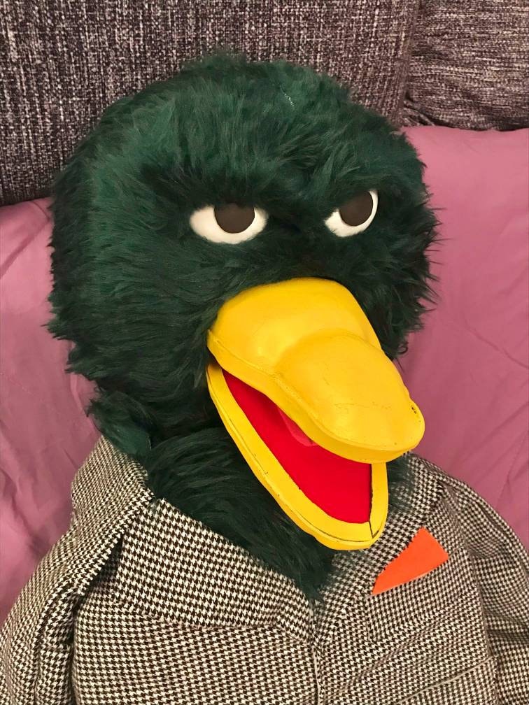 Life-size Duck Guy Hand Puppet: Don't Hug Me I'm Scared, Posable Prop ...