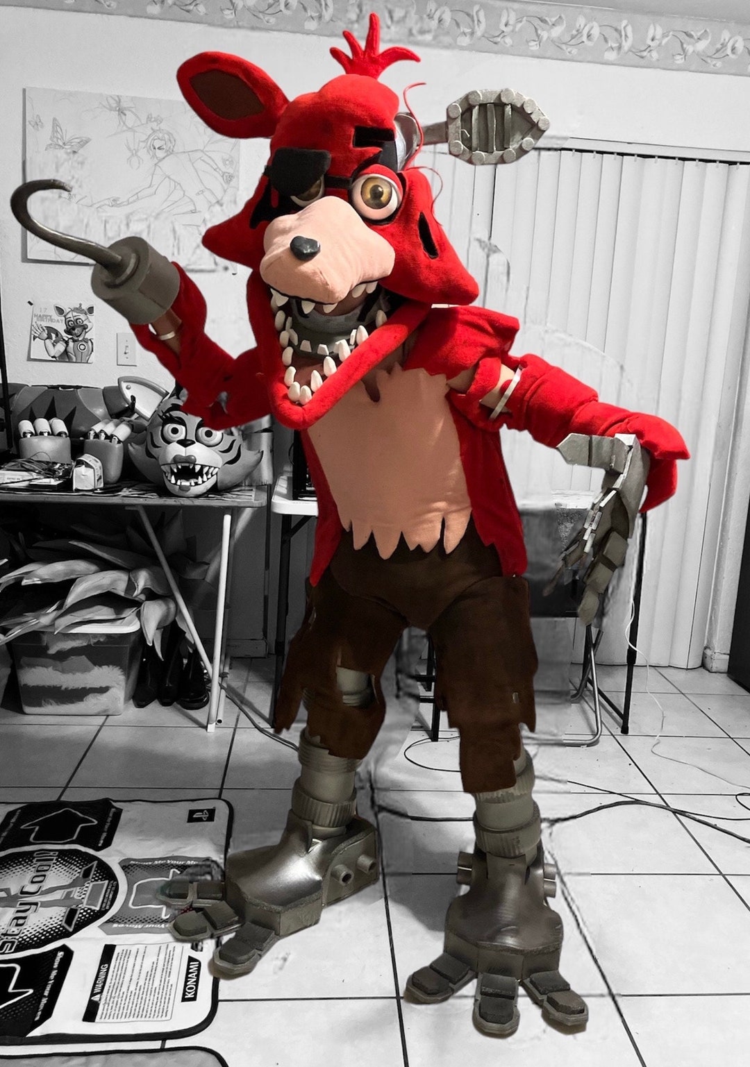 Fnaf Withered Foxy Complete Cosplay Full Suit Costume Foam Mask Five ...