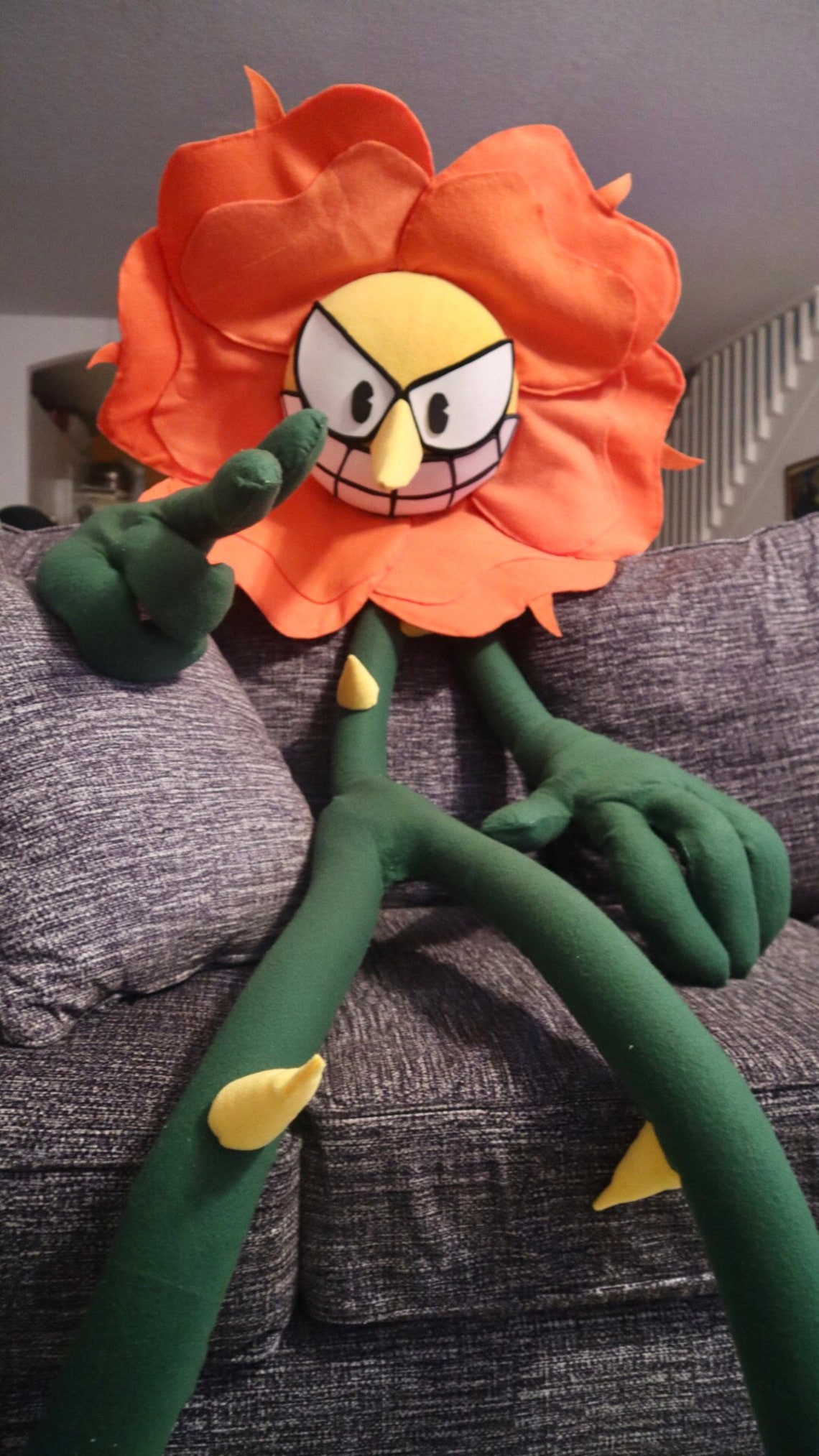 Cuphead Cagney Carnation HUGE Prop Cartoon Figure Statue Mugman ...