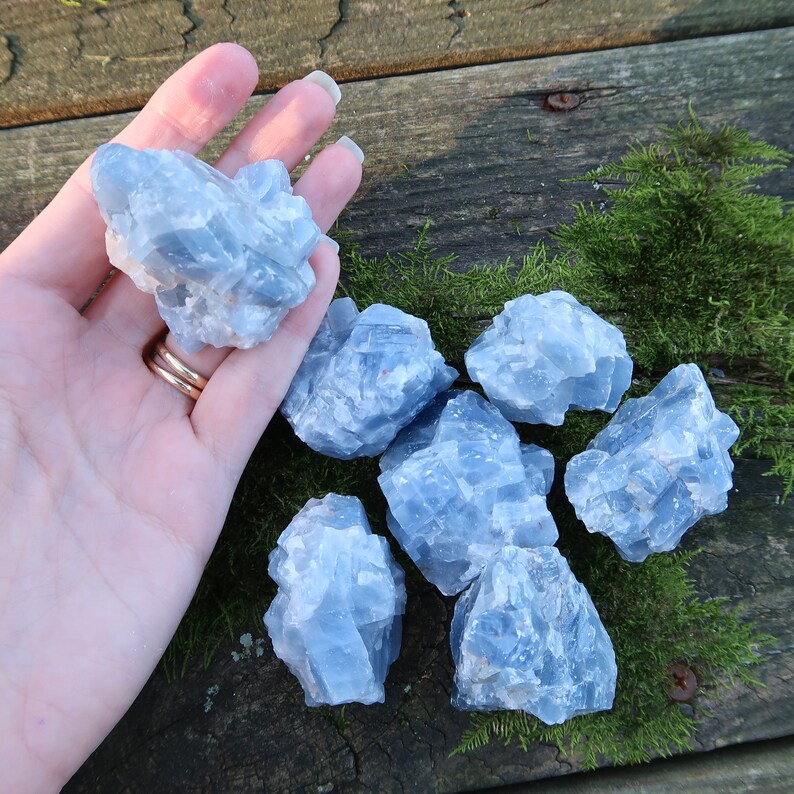 Blue Calcite Rough Cut Crystal | Etsy