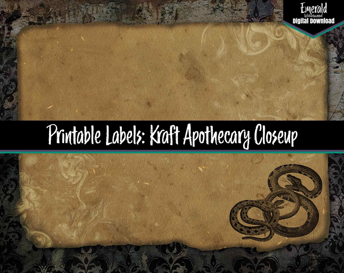 Printable Labels Kraft Apothecary Labels With Snakes - Etsy