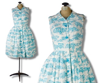 Blue and White Toile Dress - Etsy