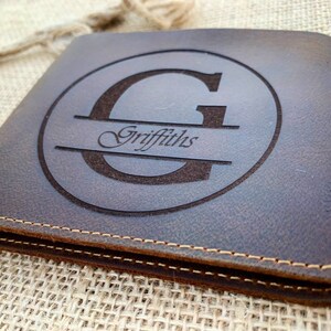 MONOGRAMMED LEATHER WALLET, Mens Leather Wallet, Bifold Personalized ...