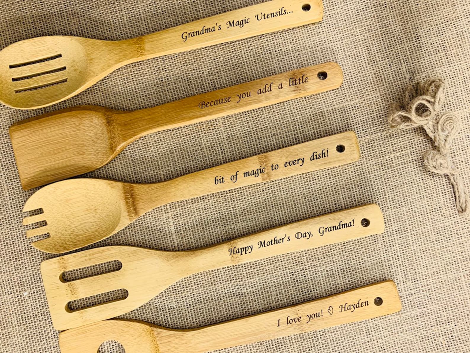 Personalized Fathers Day Gift Wooden Spoon Set for Grandpa, Wood ...