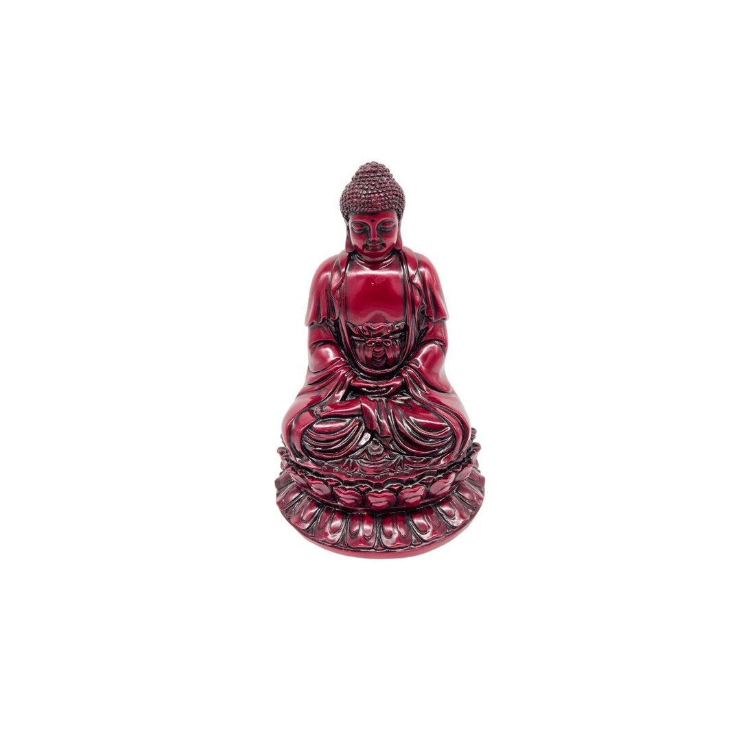Vintage Chinese Red Resin Buddha 6.75" Statue Prosperity Figurine - Etsy
