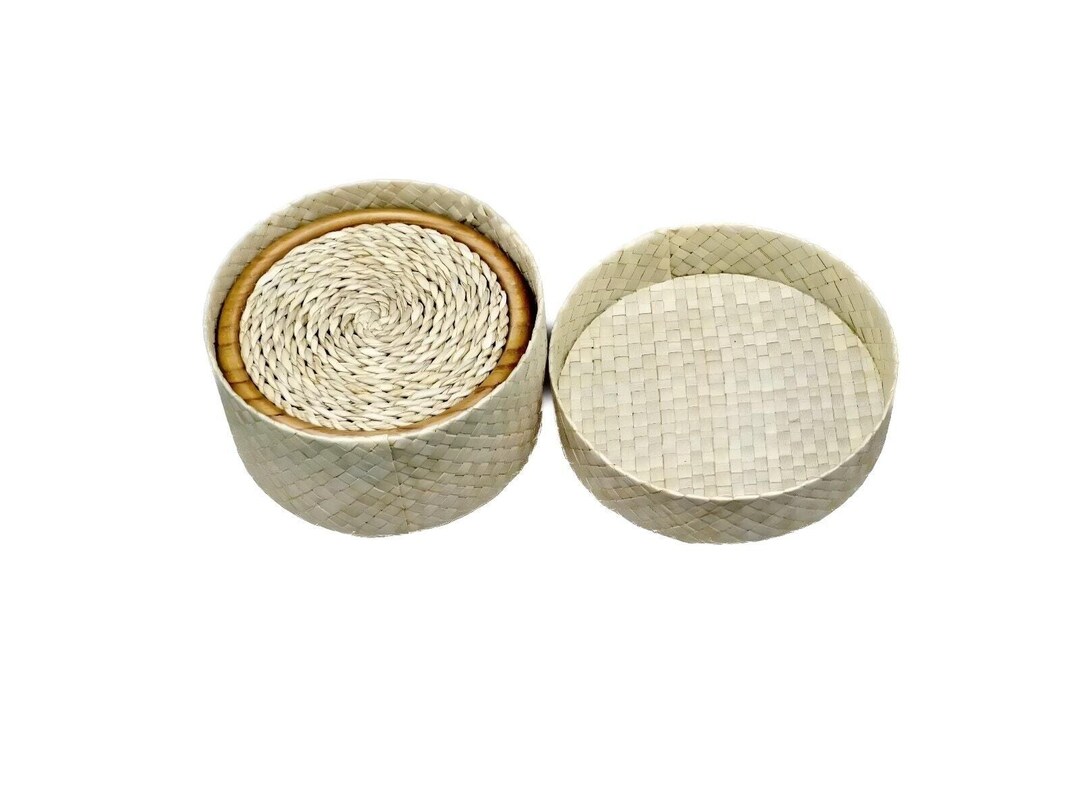 Vintage Handmade Woven Straw Coasters Set of 6 - 4" Diameter - Etsy