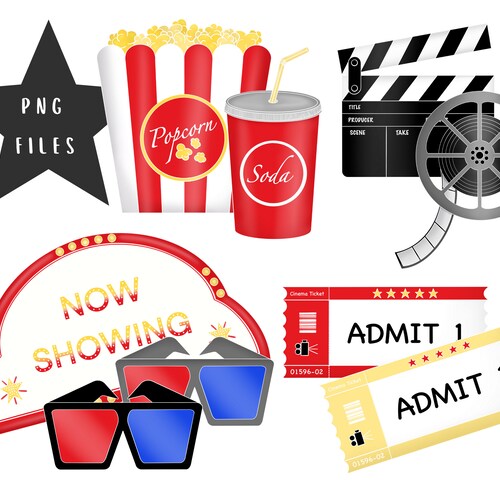 Movie Night Digital Clipart Theater Clipart at the Movies - Etsy Canada
