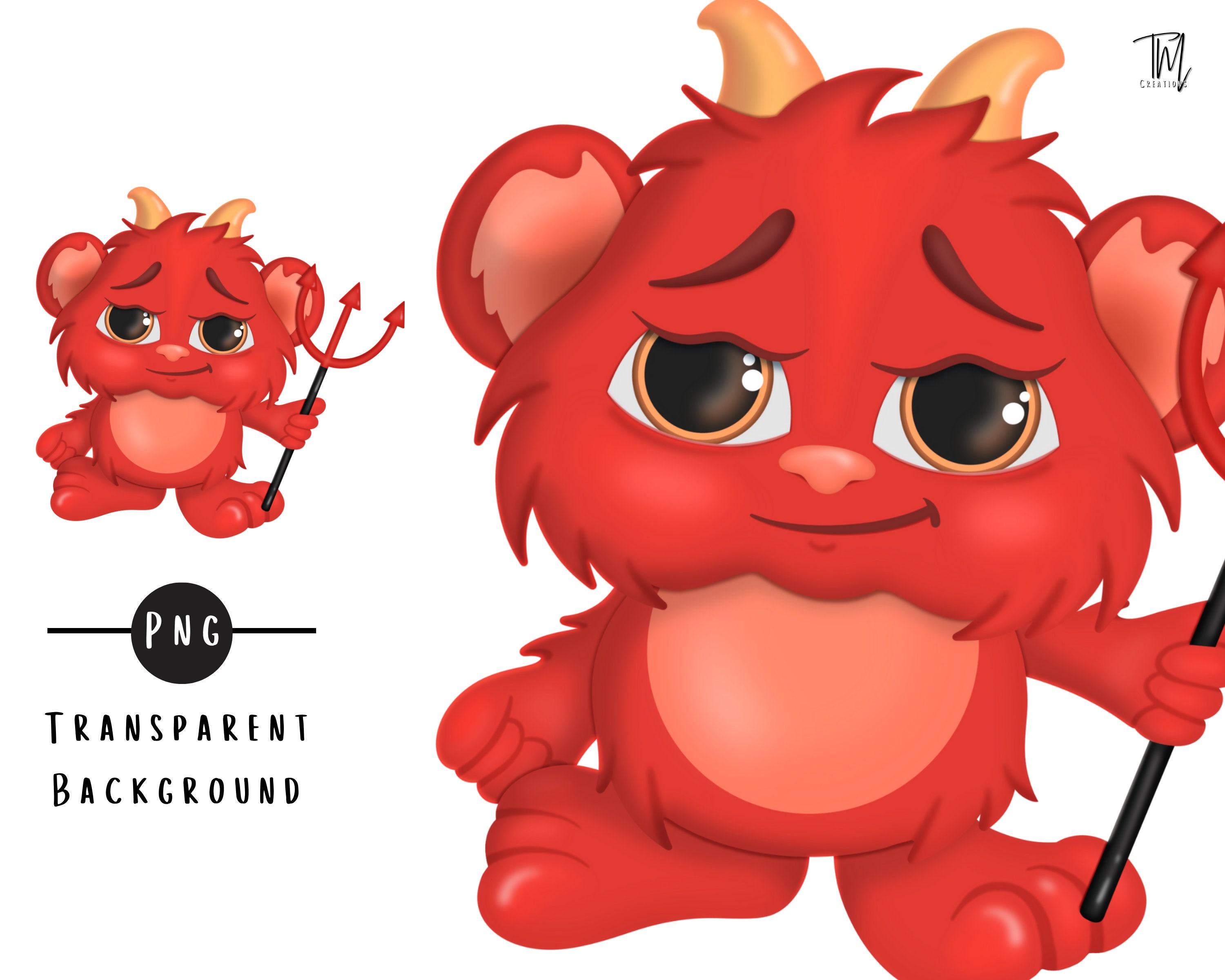 Cute Devil Clipart PNG Transparent Background - Etsy