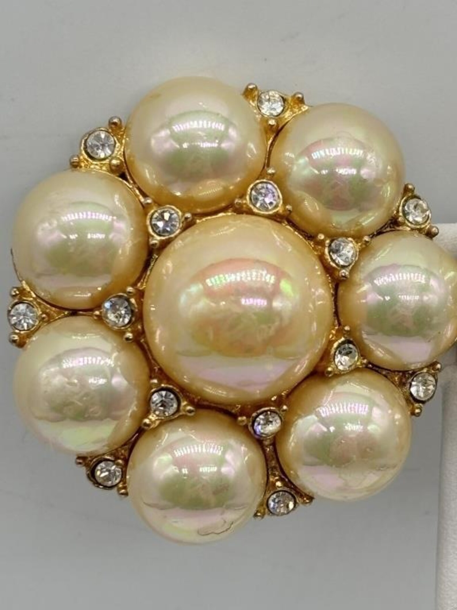 Vintage 1970s Bold Gold-tone & AB Pearl Earrings, Retro Statement ...