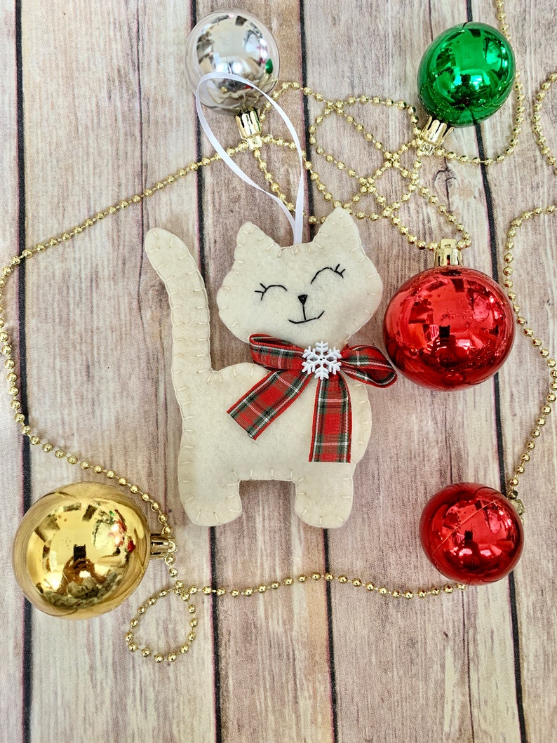 Felt Cat Christmas Ornament Made to Order | Etsy