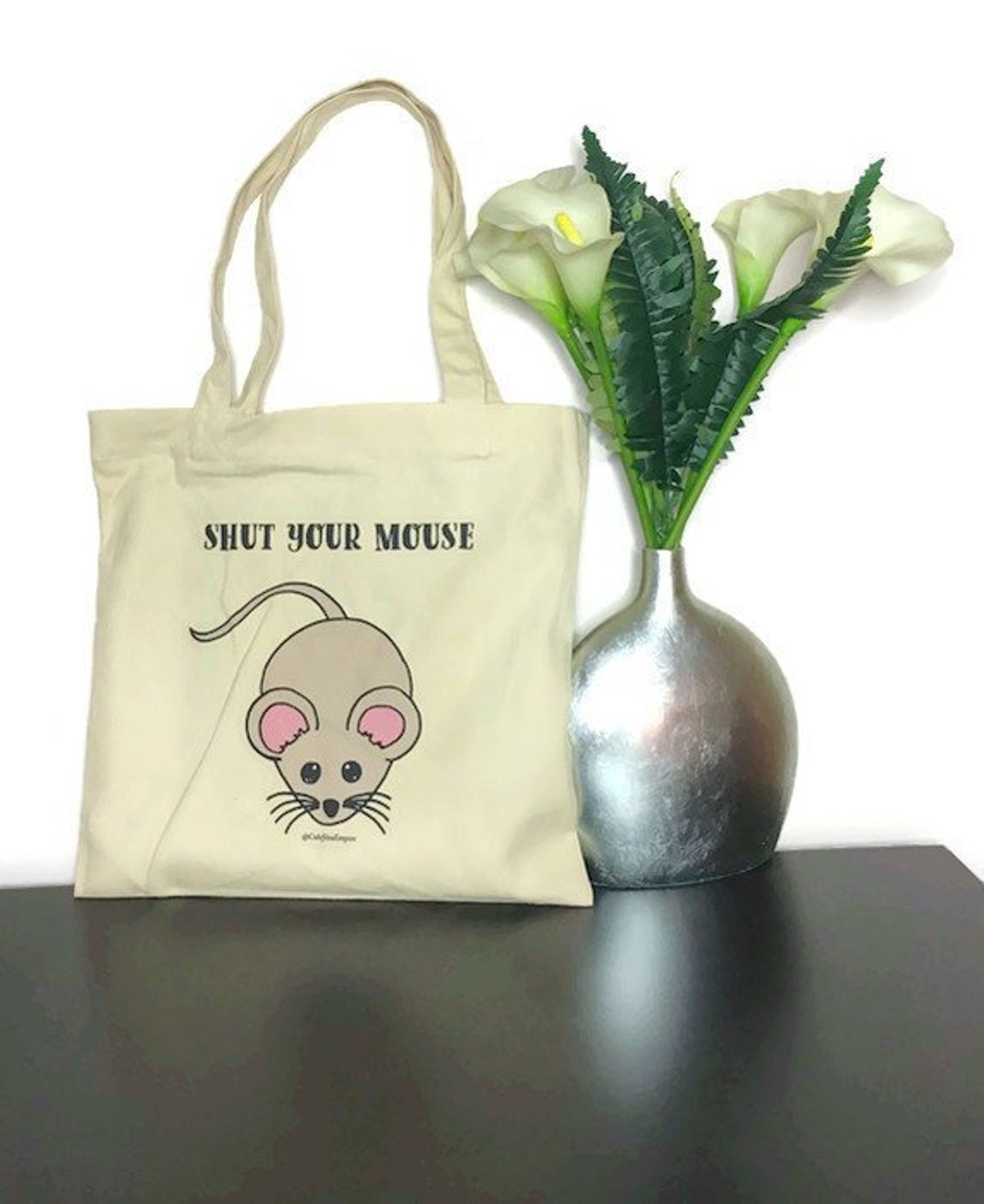 Funny Reusable Canvas Bag Shut Your Mouse - Etsy