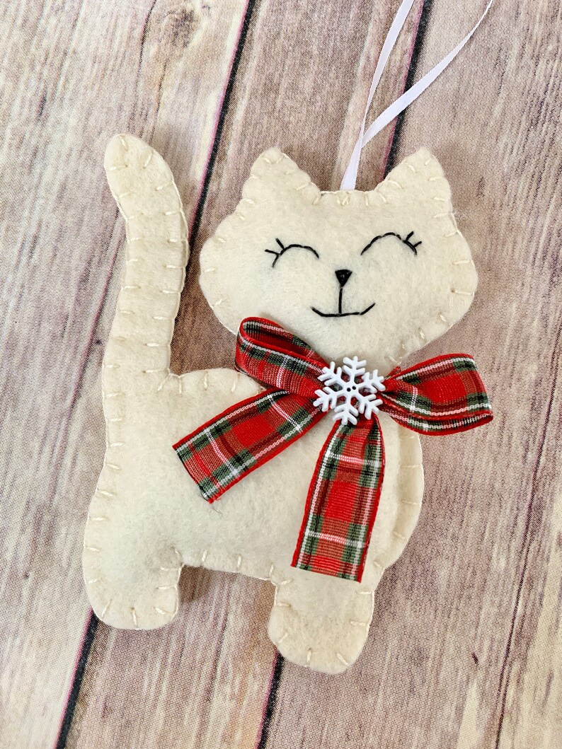 Felt Cat Christmas Ornament Made to Order | Etsy