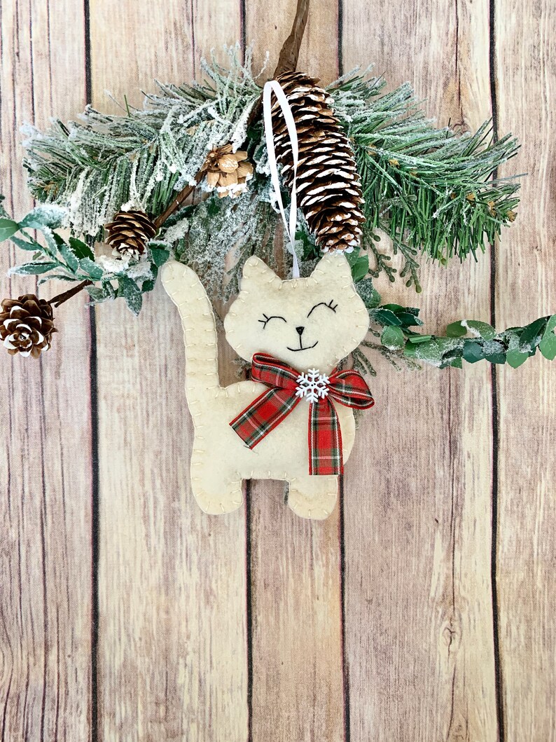 Felt Cat Christmas Ornament Made to Order | Etsy