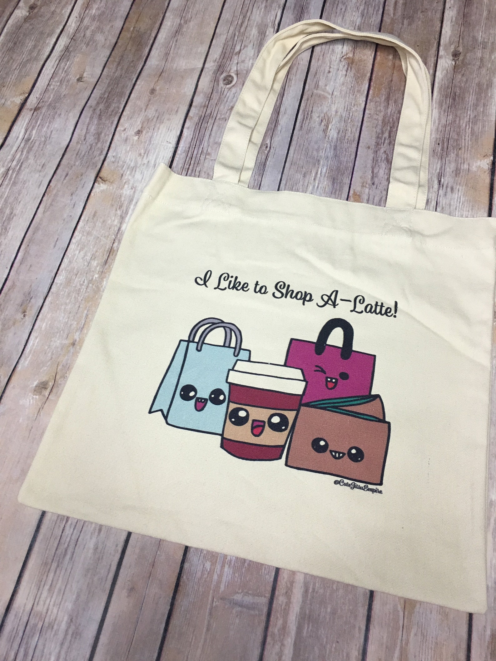 Funny Reusable Shopping Bag I Like to Shop A-latte - Etsy