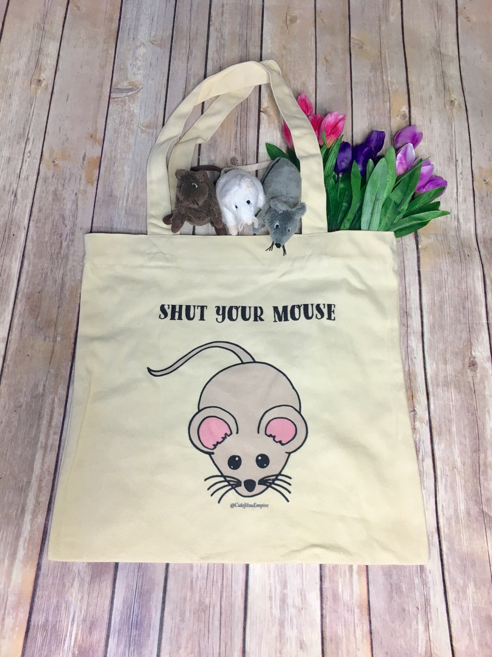 Funny Reusable Canvas Bag Shut Your Mouse - Etsy