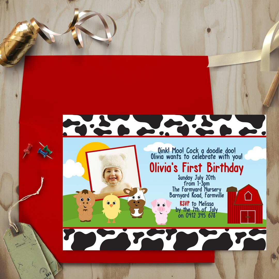 Farm Barnyard DIY Printable Invitation, Editable, Instant Download ...