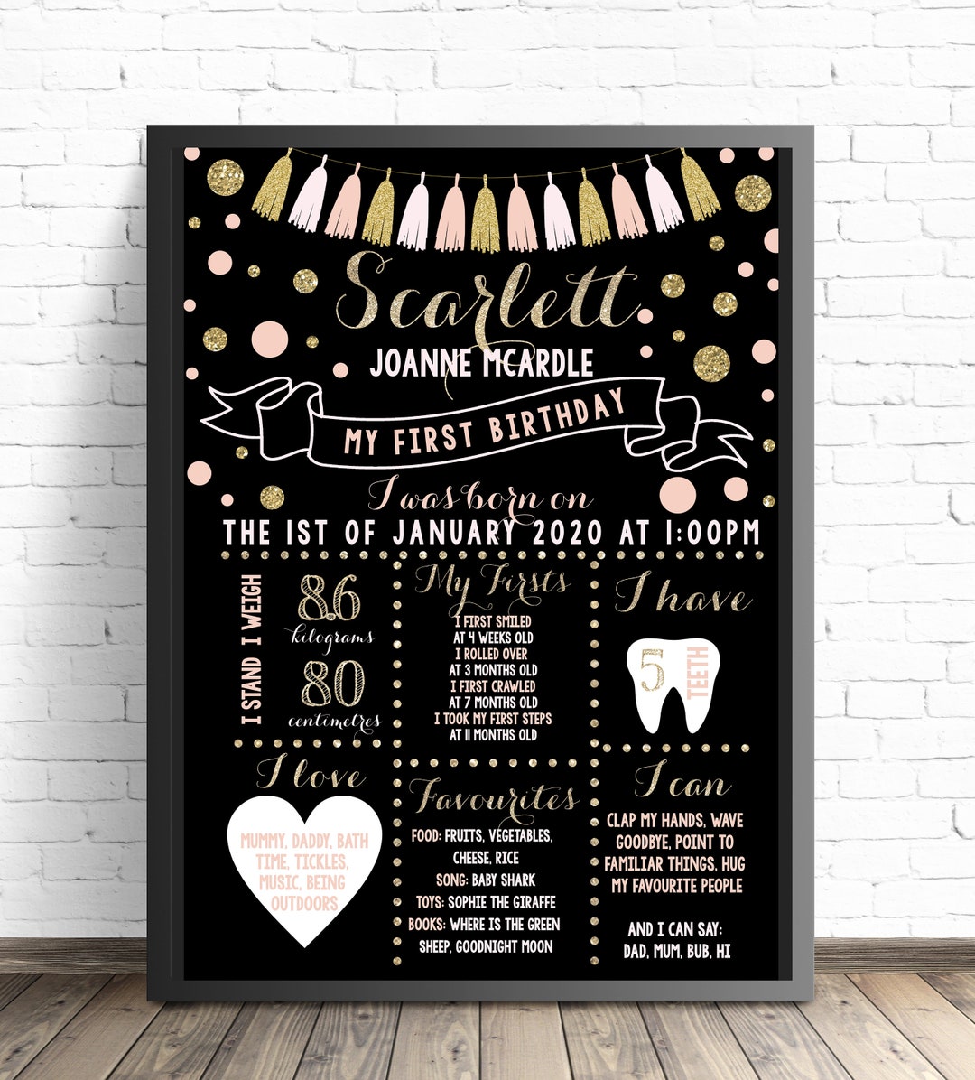 Pink Bunting Birthday DIY Milestone Birthday Board, Editable, Instant ...