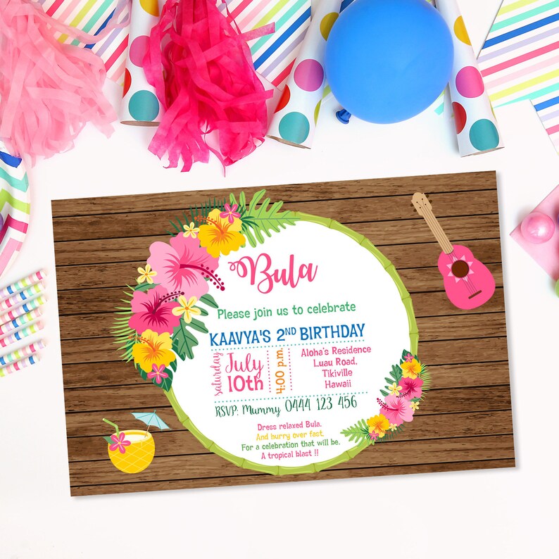 Invitación imprimible de madera Aloha DIY / Descarga instantánea ...