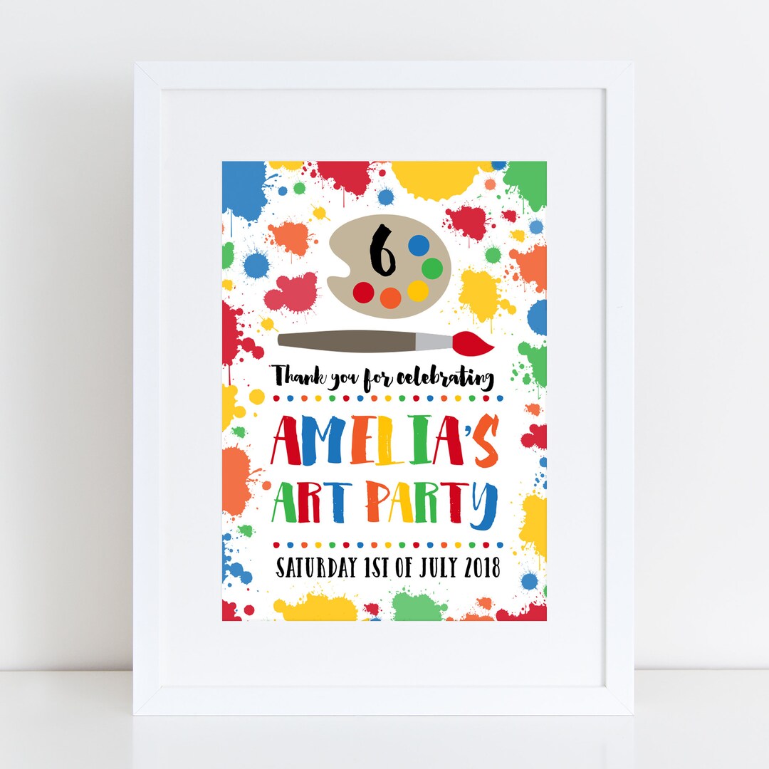 Art Party Sign DIY Party Template Editable Instant - Etsy