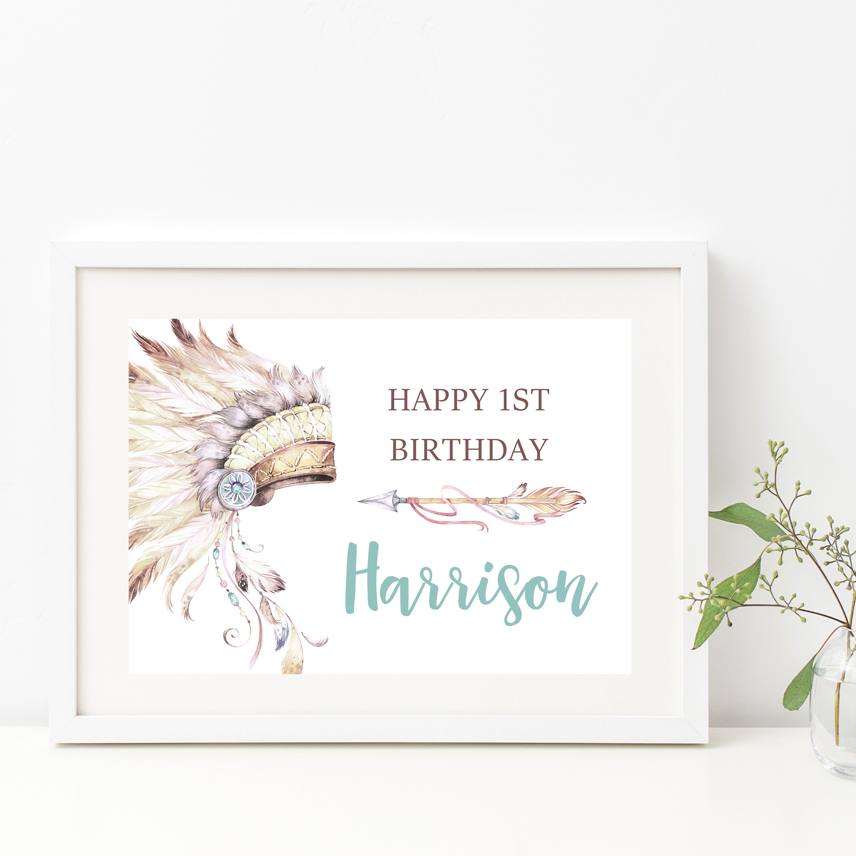 Tribal Watercolour Party Sign DIY Party Template Editable, Instant ...