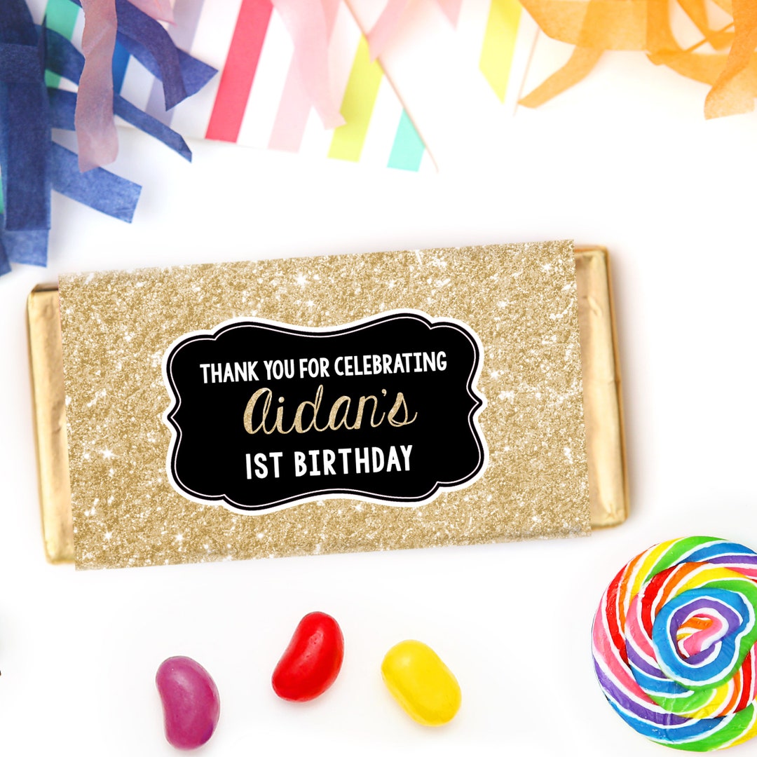 Gold Sparkle Chocolate Bar Candy Wrapper | DIY Party Template ...