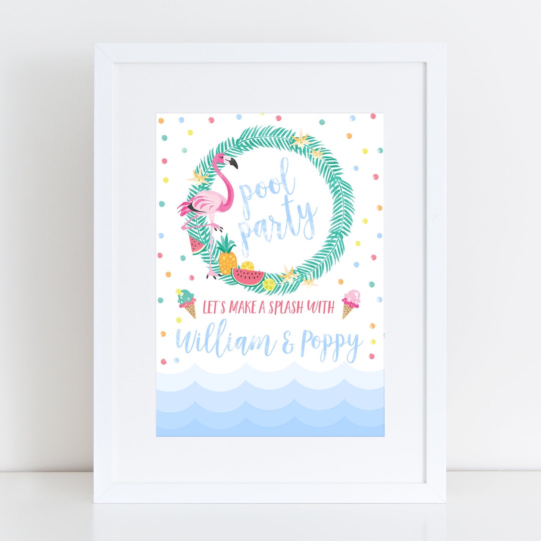 Tropical Pool Party Sign DIY Party Template Editable, Instant Download ...