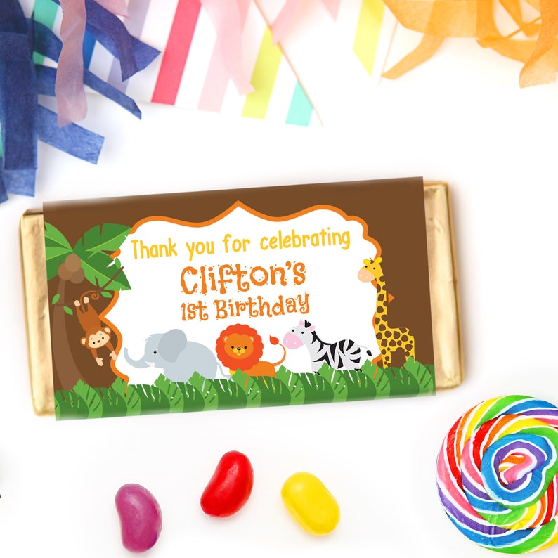 Jungle Safari Chocolate Bar Candy Wrapper | DIY Party Template ...