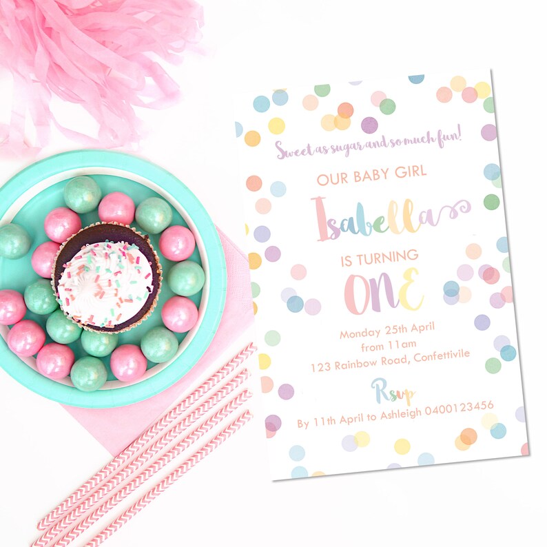 Confetti DIY Printable Invitation Editable Instant Download Pastel ...