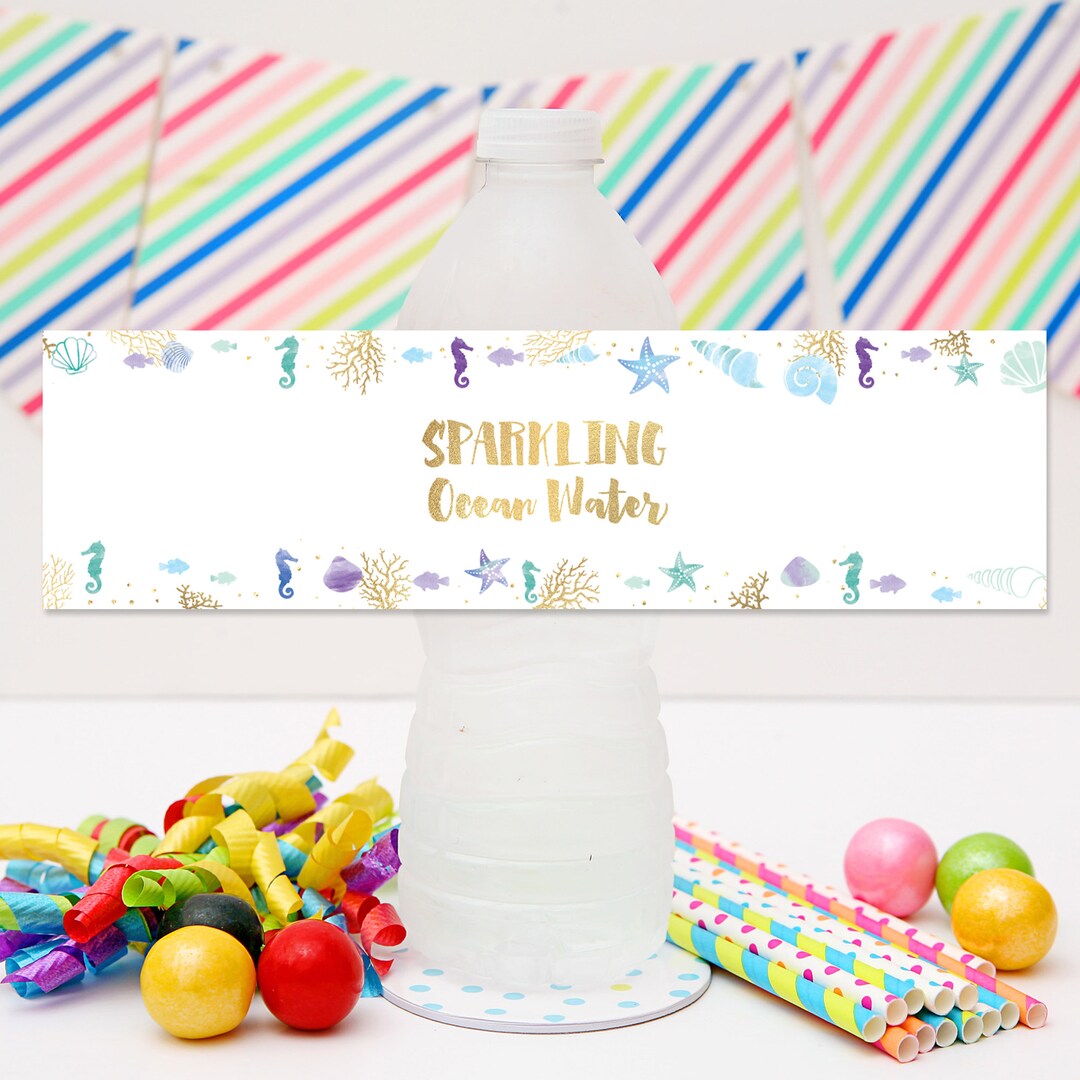 Under the Sea Drink Label Water Bottle Wrapper DIY Party Template ...