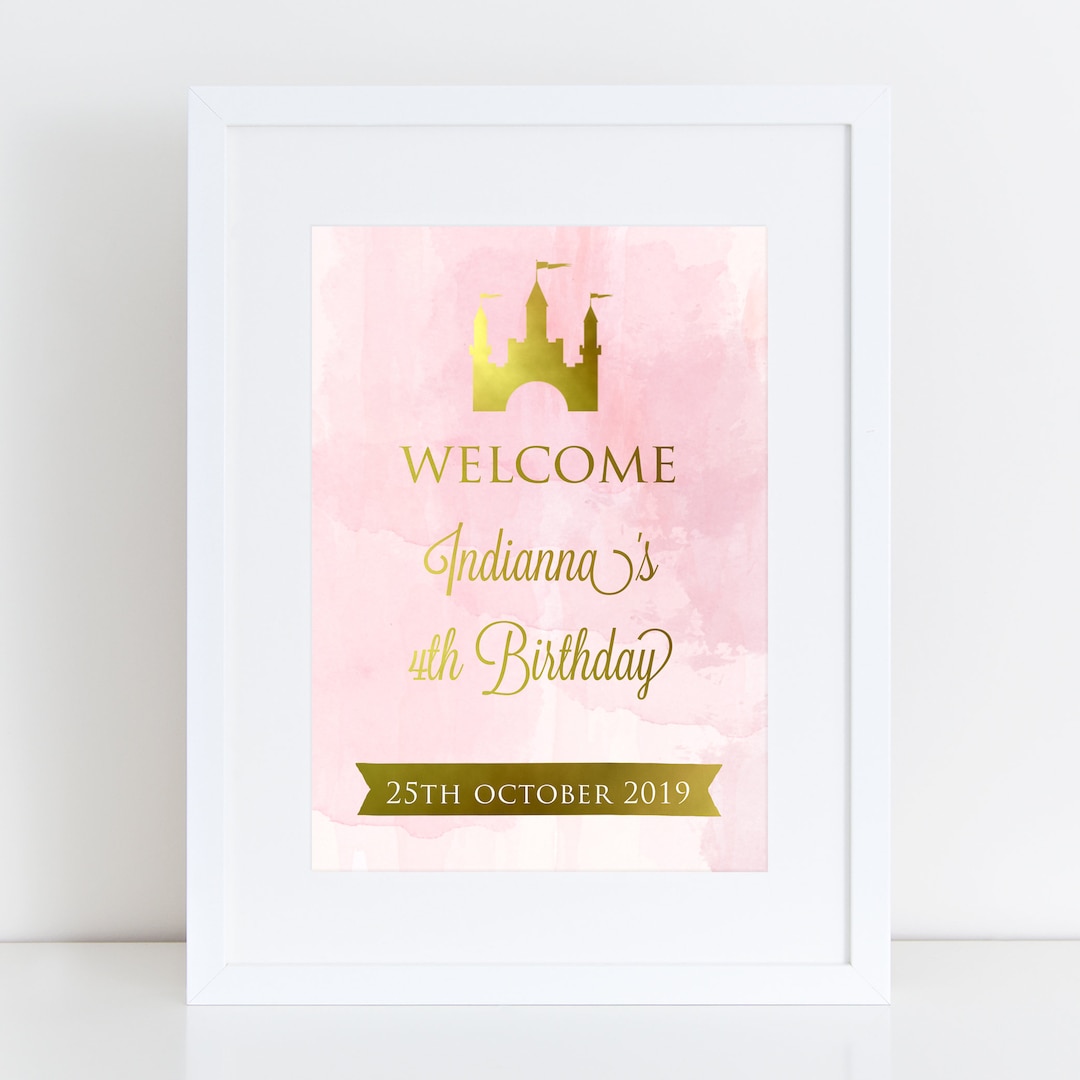 Watercolor Princess Party Sign, DIY Digital Template, Editable ...
