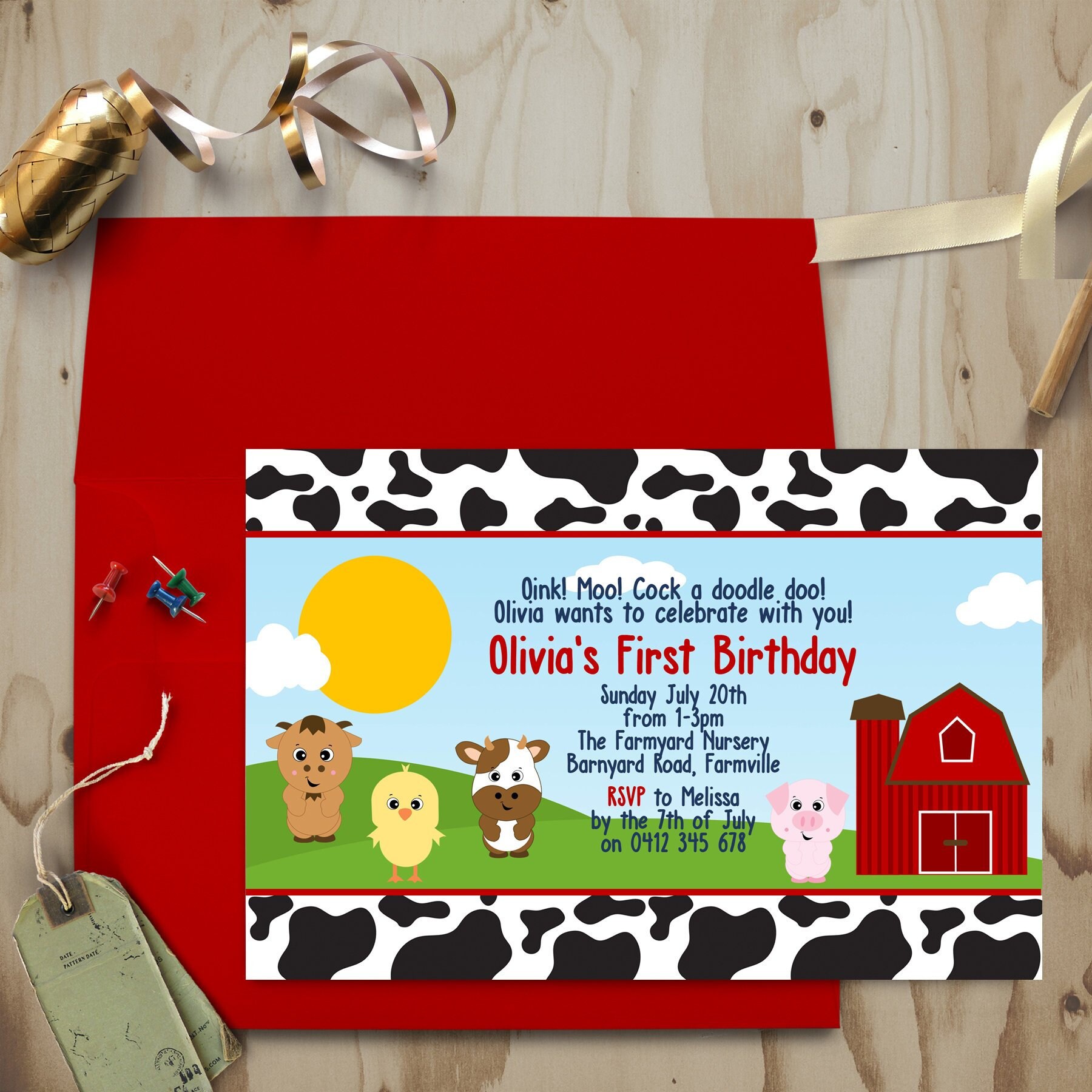 Farm Barnyard DIY Printable Invitation, Editable, Instant Download ...