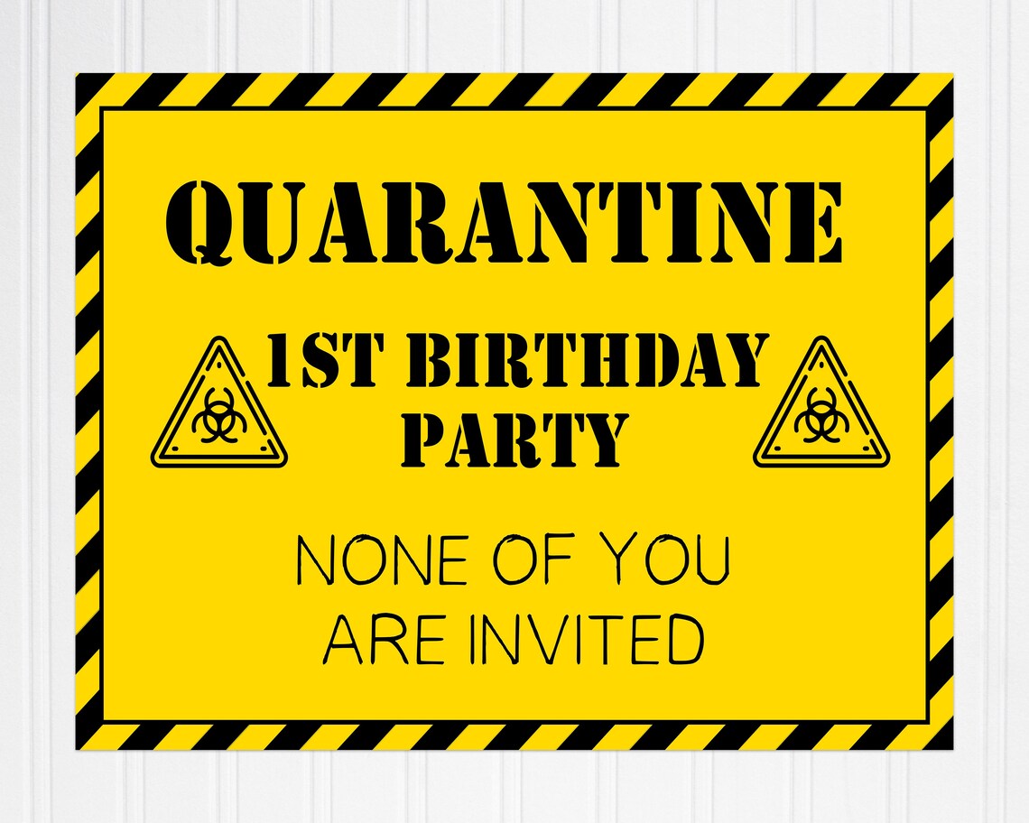 Quarantine Birthday DIY Party Sign Backdrop, Printable DIY Stationery ...