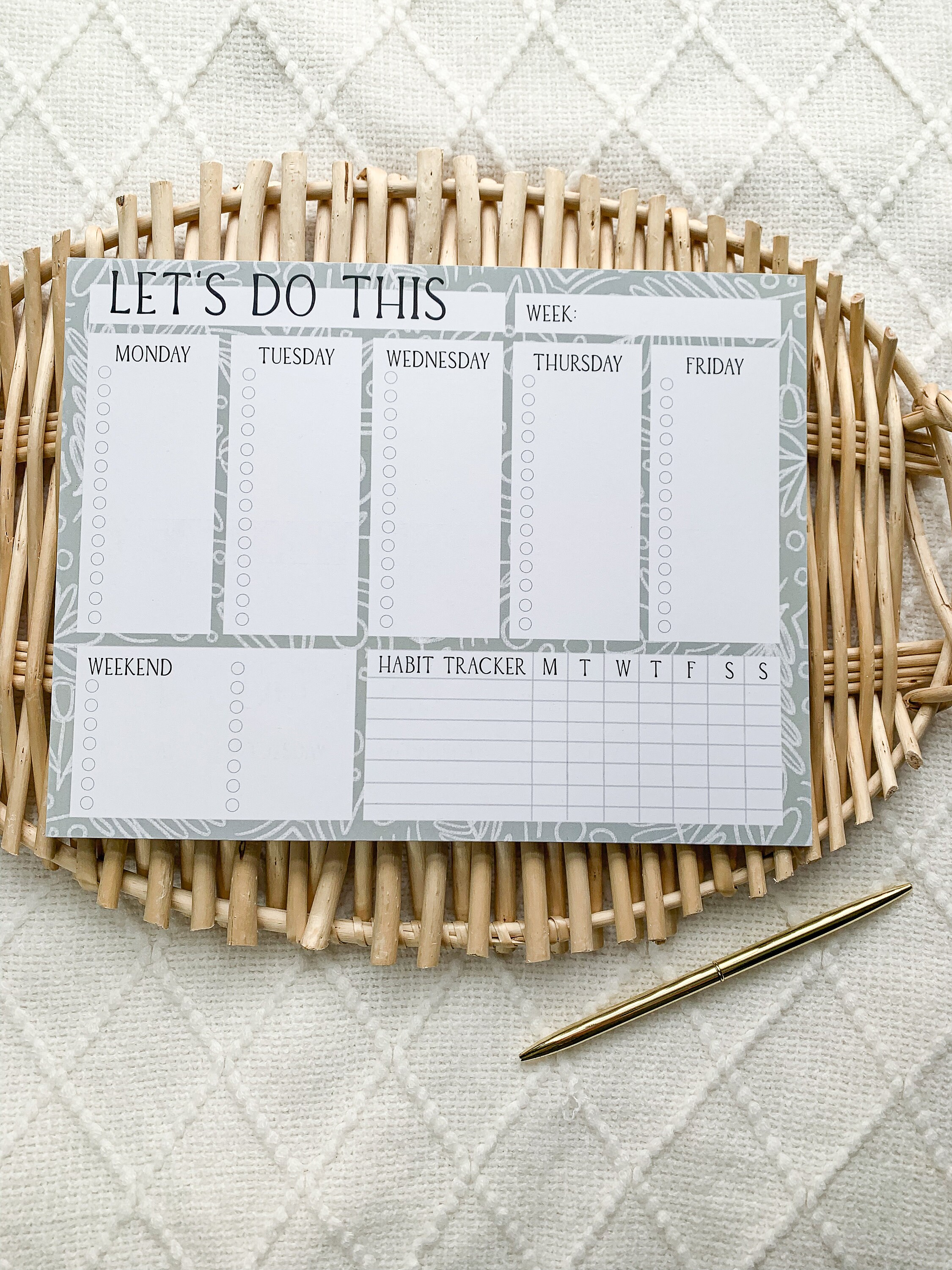Weekly Planner Notepad | to Do List Planner Notepad | Undated Weekly ...