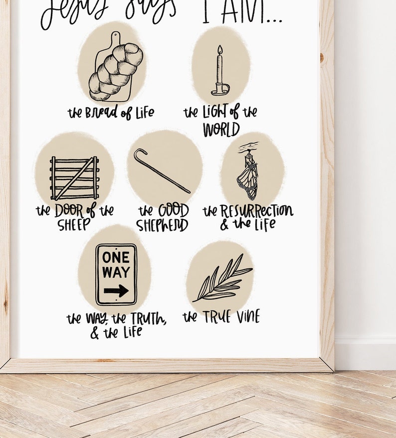 Jesus I Am Statements | Bible Verse Wall Art | Christian Print ...