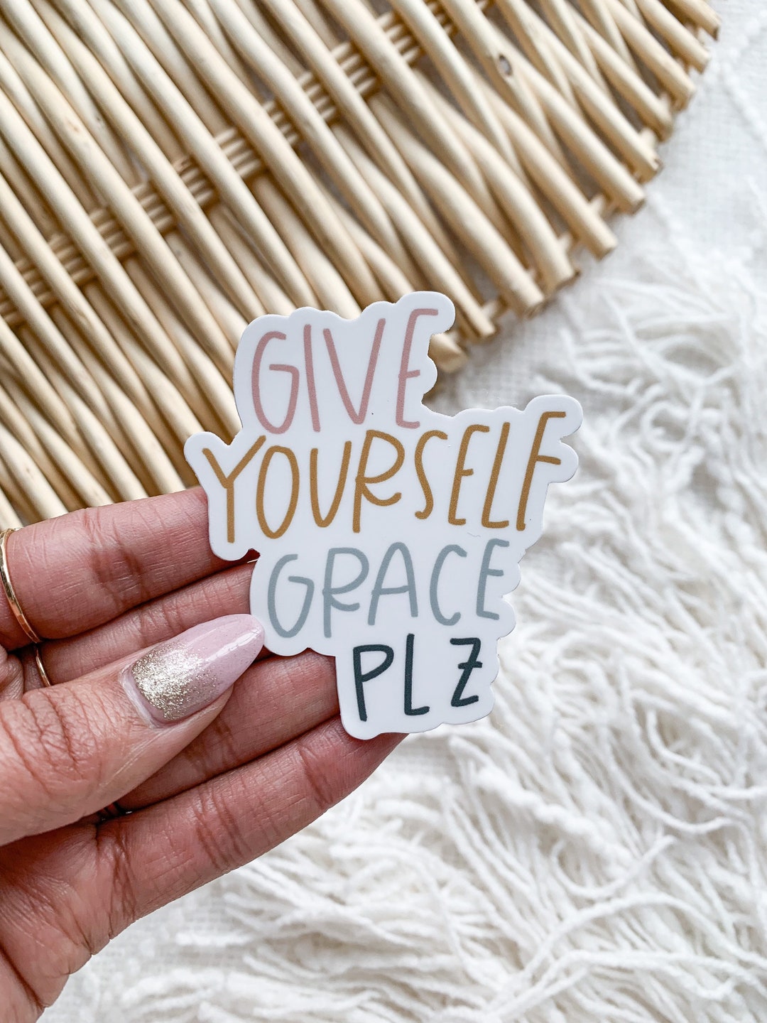 Mental Health Sticker | Give Yourself Grace Plz Sticker | Positive ...