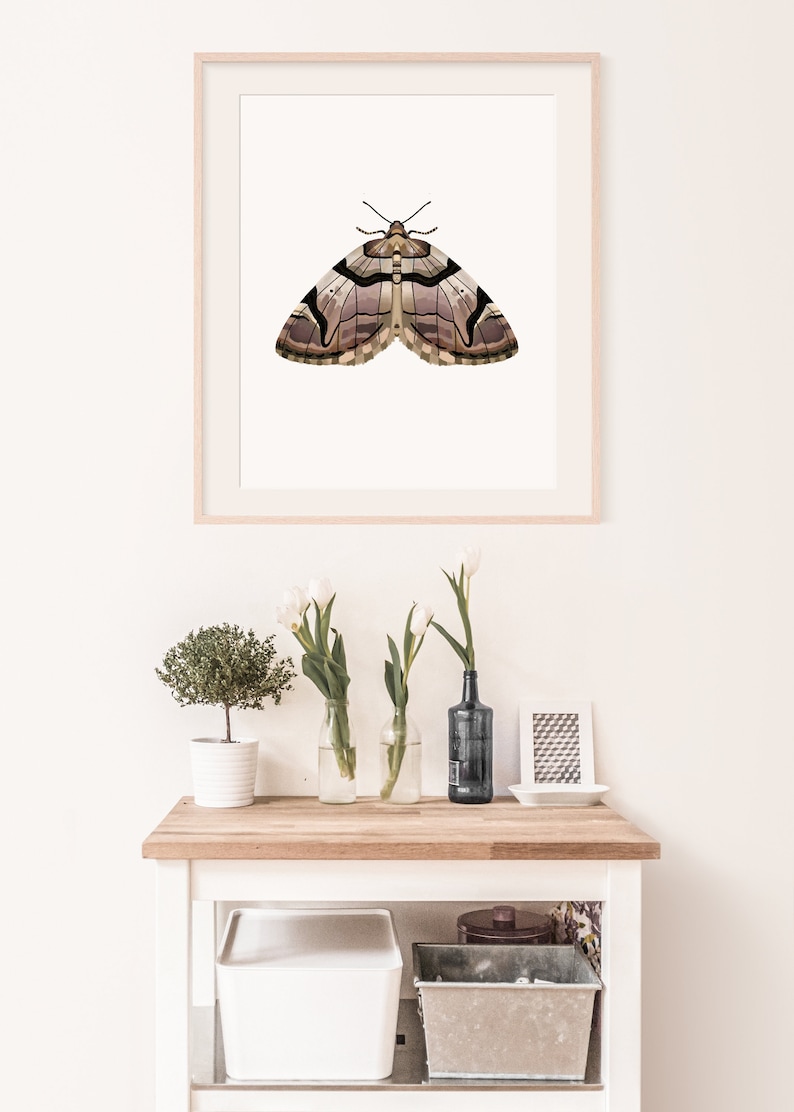 Moth Art Print Botanical Poster Boho Modern Neutral - Etsy