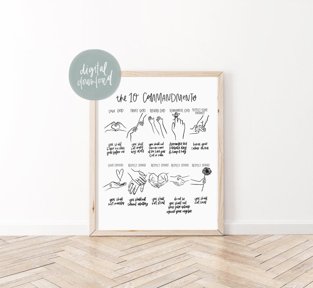 Ten Commandments Wall Art Ten Commandments Printable Bible Verse Wall ...