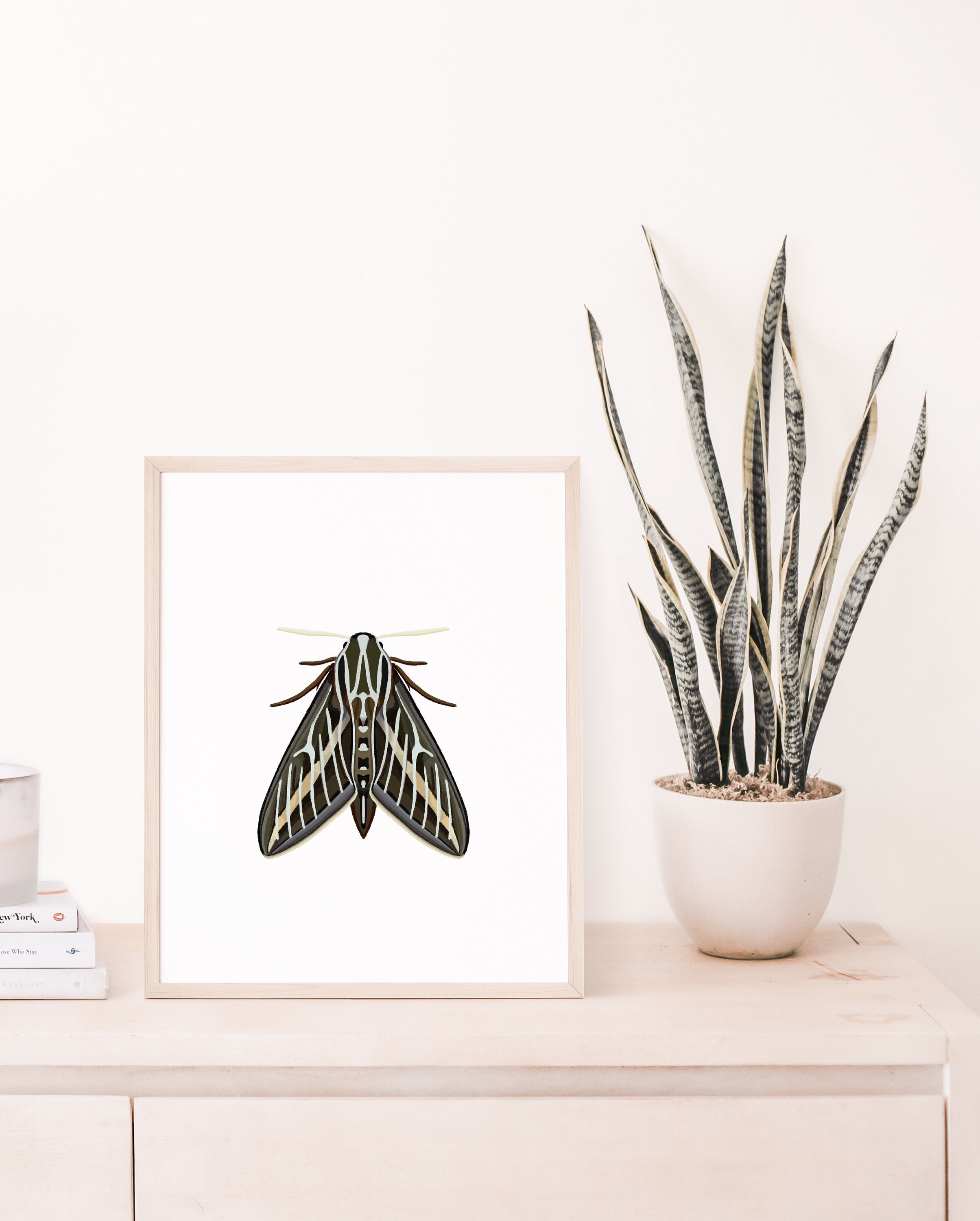 Moth Art Print Botanical Poster Boho Modern Neutral - Etsy UK