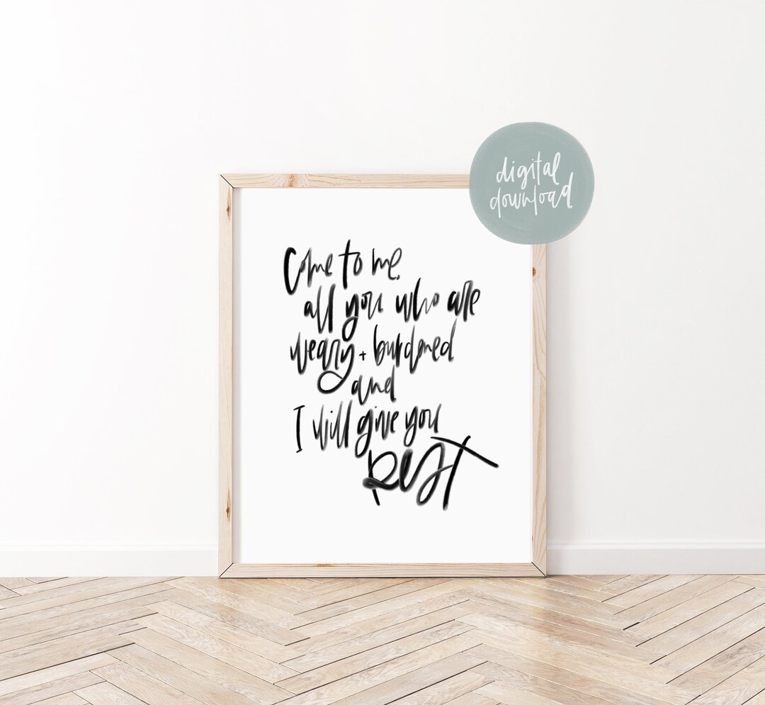 Bible Verse Printable | Matthew 11:28 Digital Print | Bible Verse Art ...