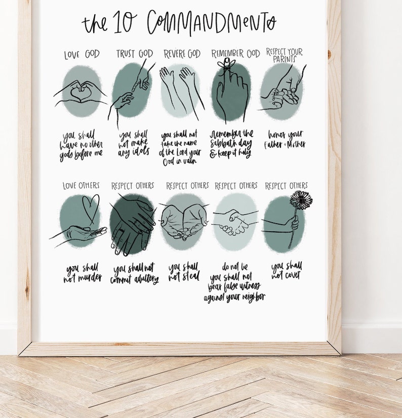 Ten Commandments Wall Art | Ten Commandments Printable | Bible Verse ...