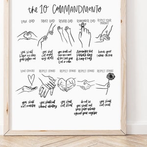 Ten Commandments Wall Art Printable | Bible Verse Wall Art | Christian ...