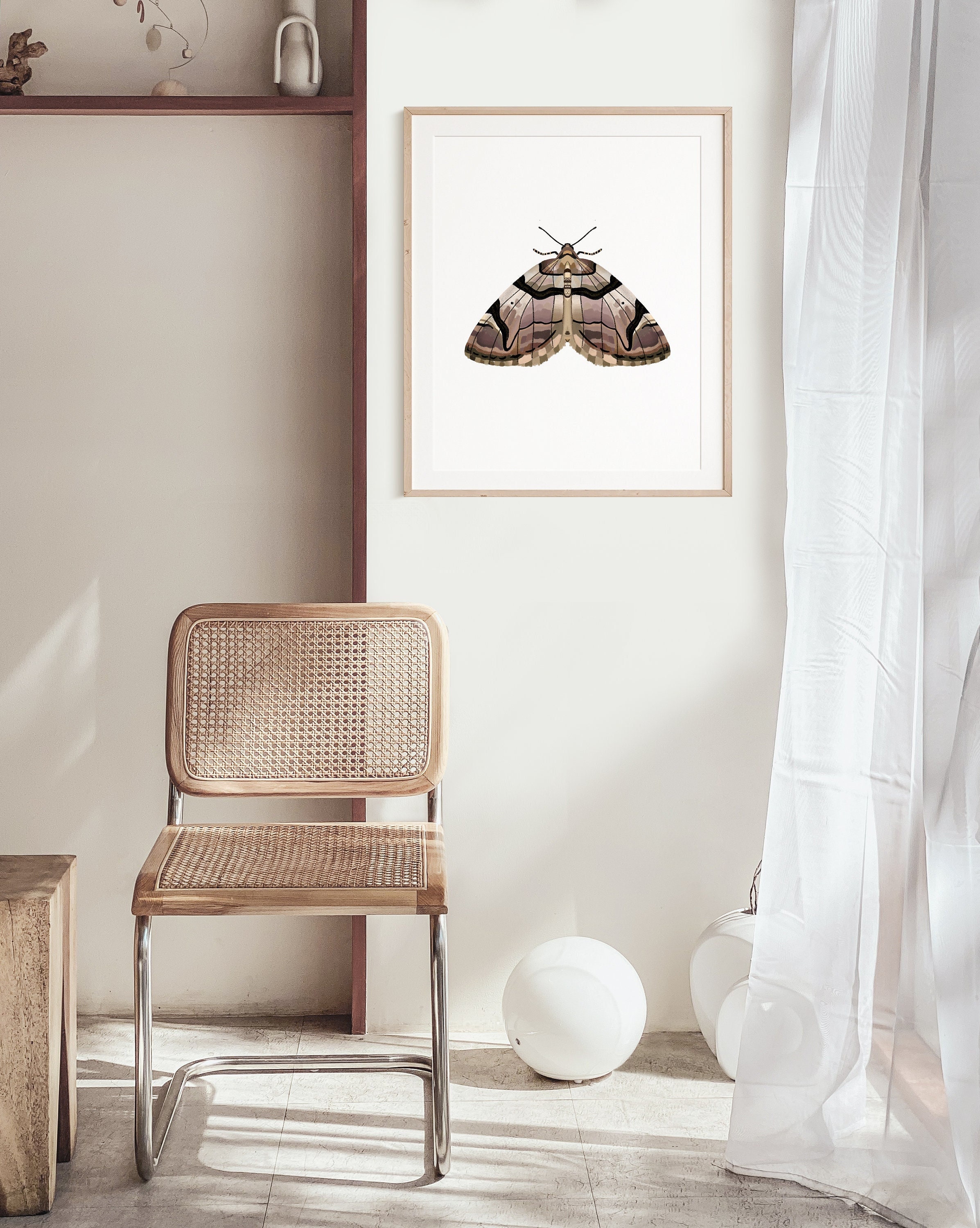 Moth Art Print Botanical Poster Boho Modern Neutral | Etsy