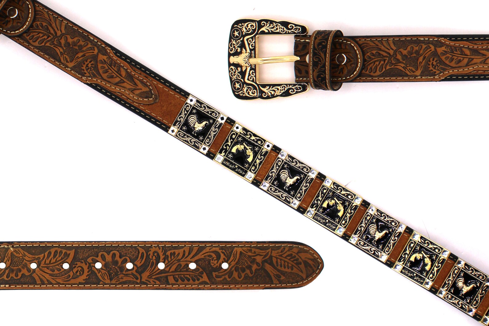 Men Women Longhorn Buckle Gold Black Rooster Concho Hardware - Etsy