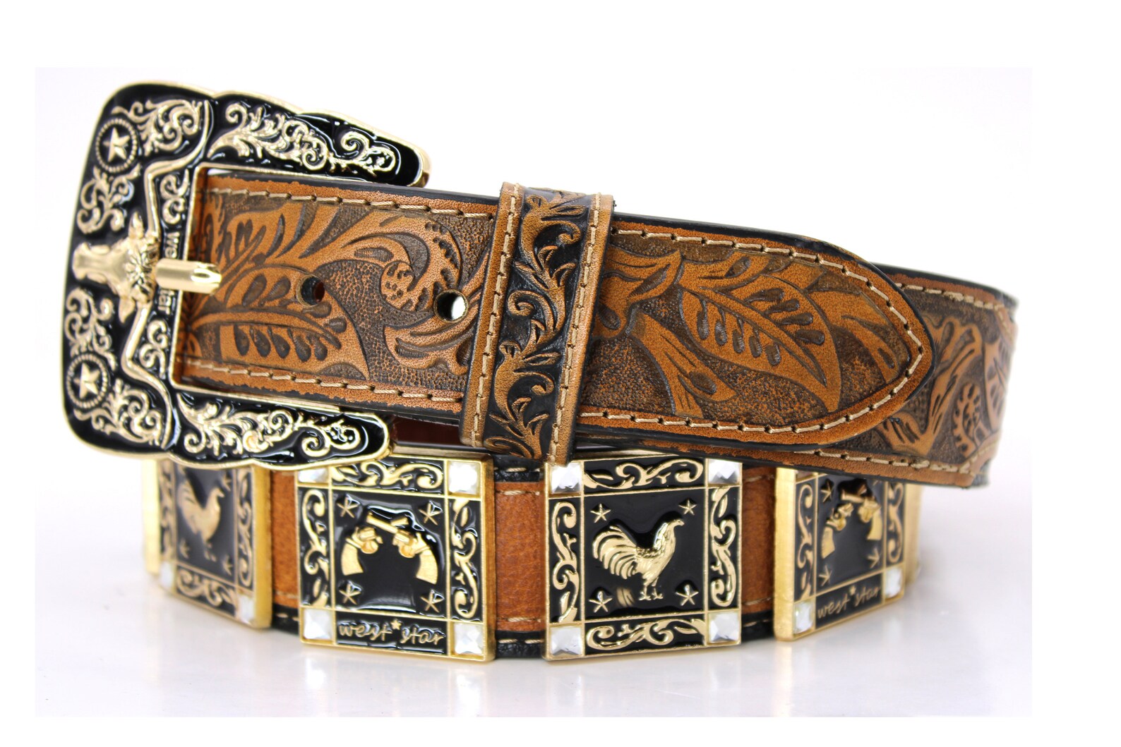 Men Women Longhorn Buckle Gold Black Rooster Concho Hardware - Etsy
