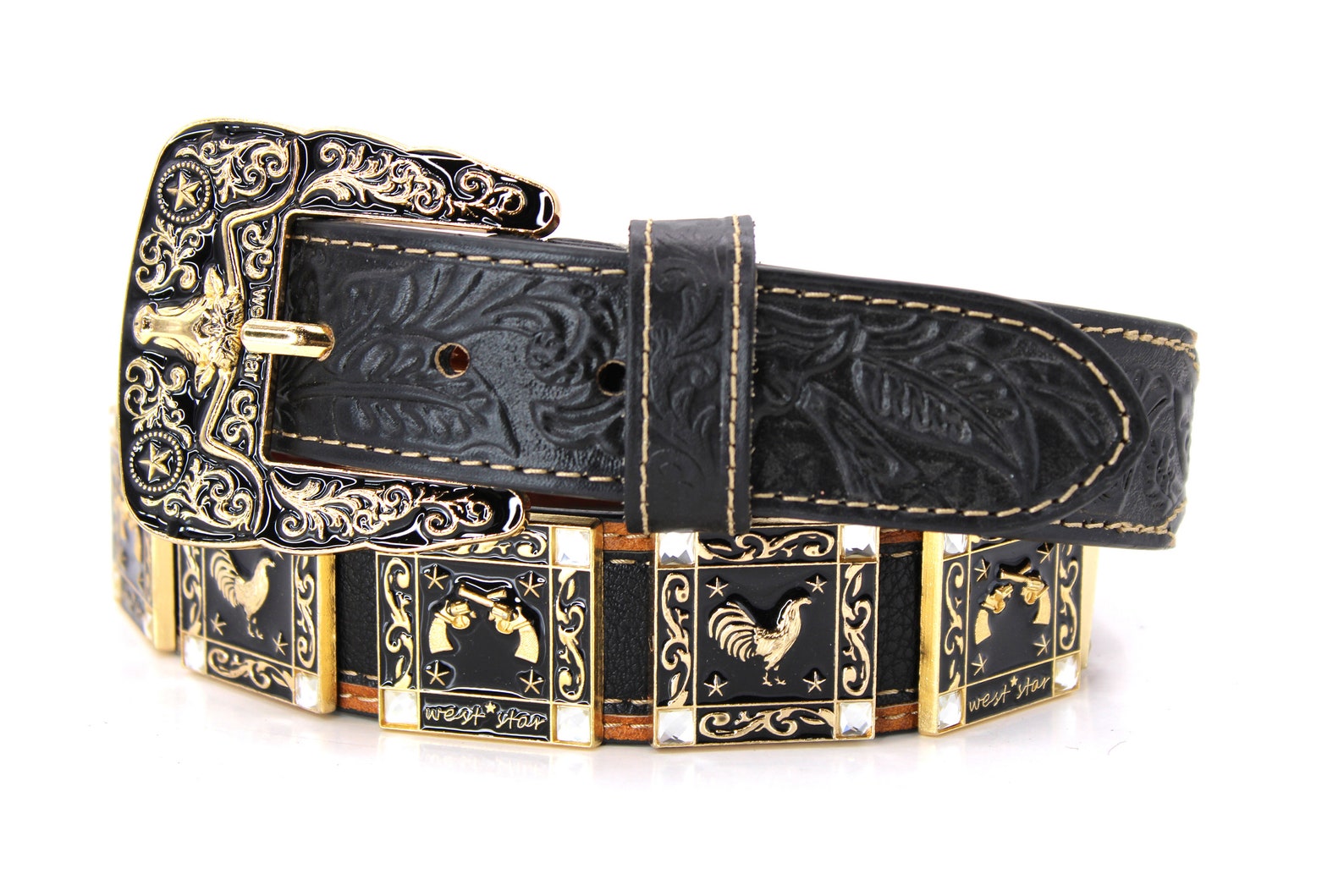 Men Women Longhorn Buckle Gold Black Rooster Concho Hardware - Etsy