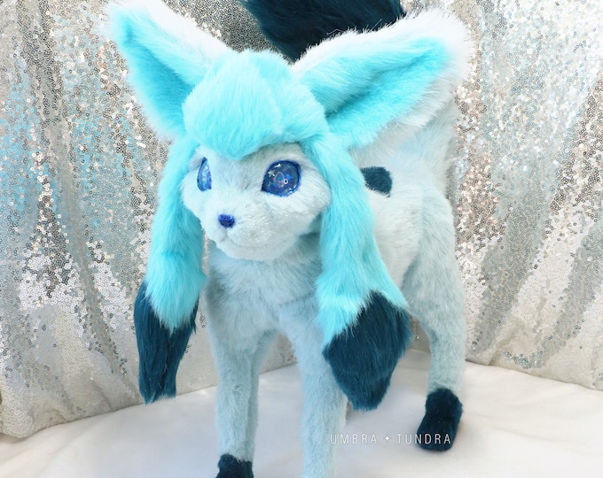 12" Glaceon Pokemon Poseable Art Doll - Poseable Toy - Soft Sculpture ...